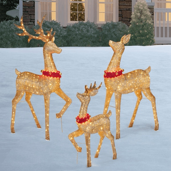 No Brand | Holiday | Lighted Led Deer Family With Bell Collars Set Of 3 ...